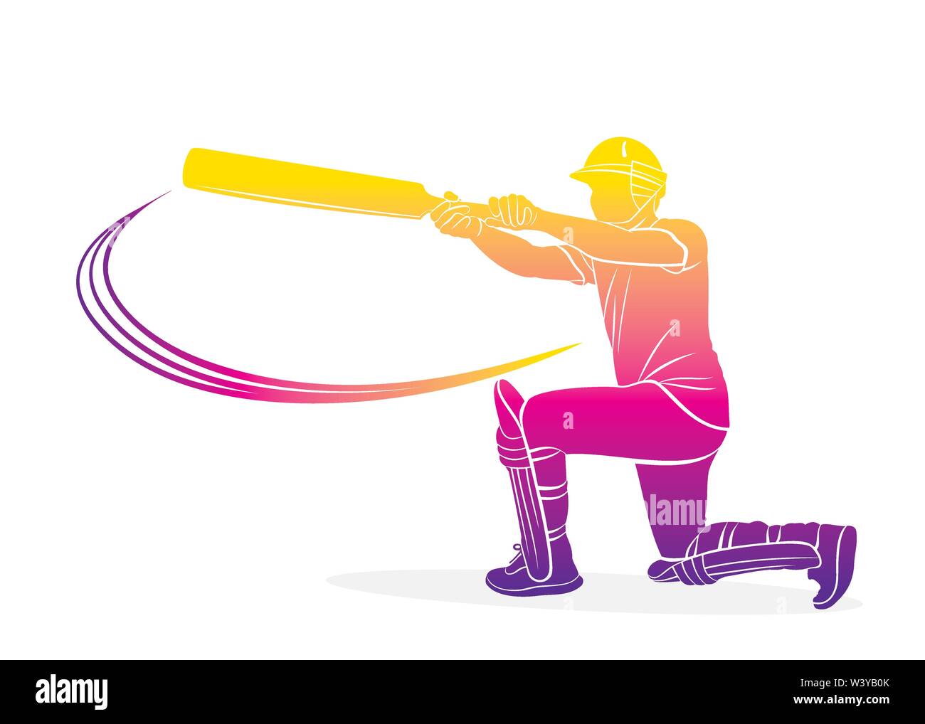 Cricketer hitting ball Stock Vector Images - Alamy