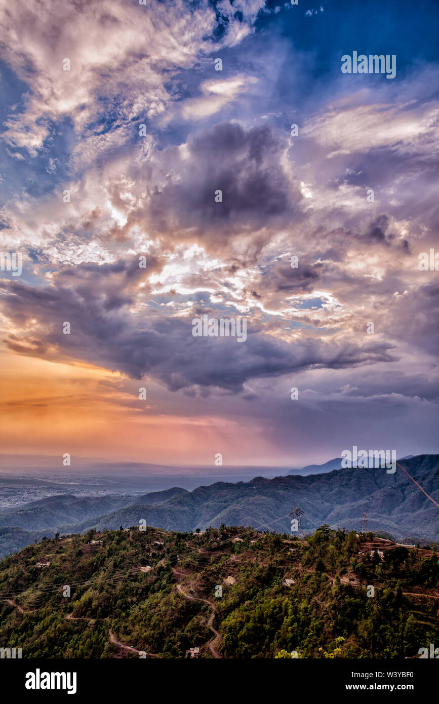 sunsets light up sky in Rishikesh, Uttarakhand, India Stock Photo - Alamy