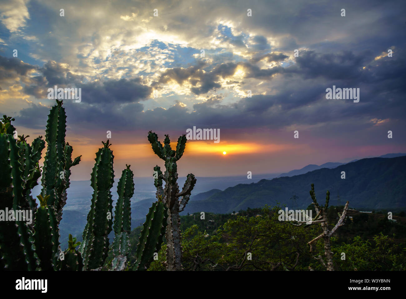 sunsets light up sky in Rishikesh, Uttarakhand, India Stock Photo - Alamy