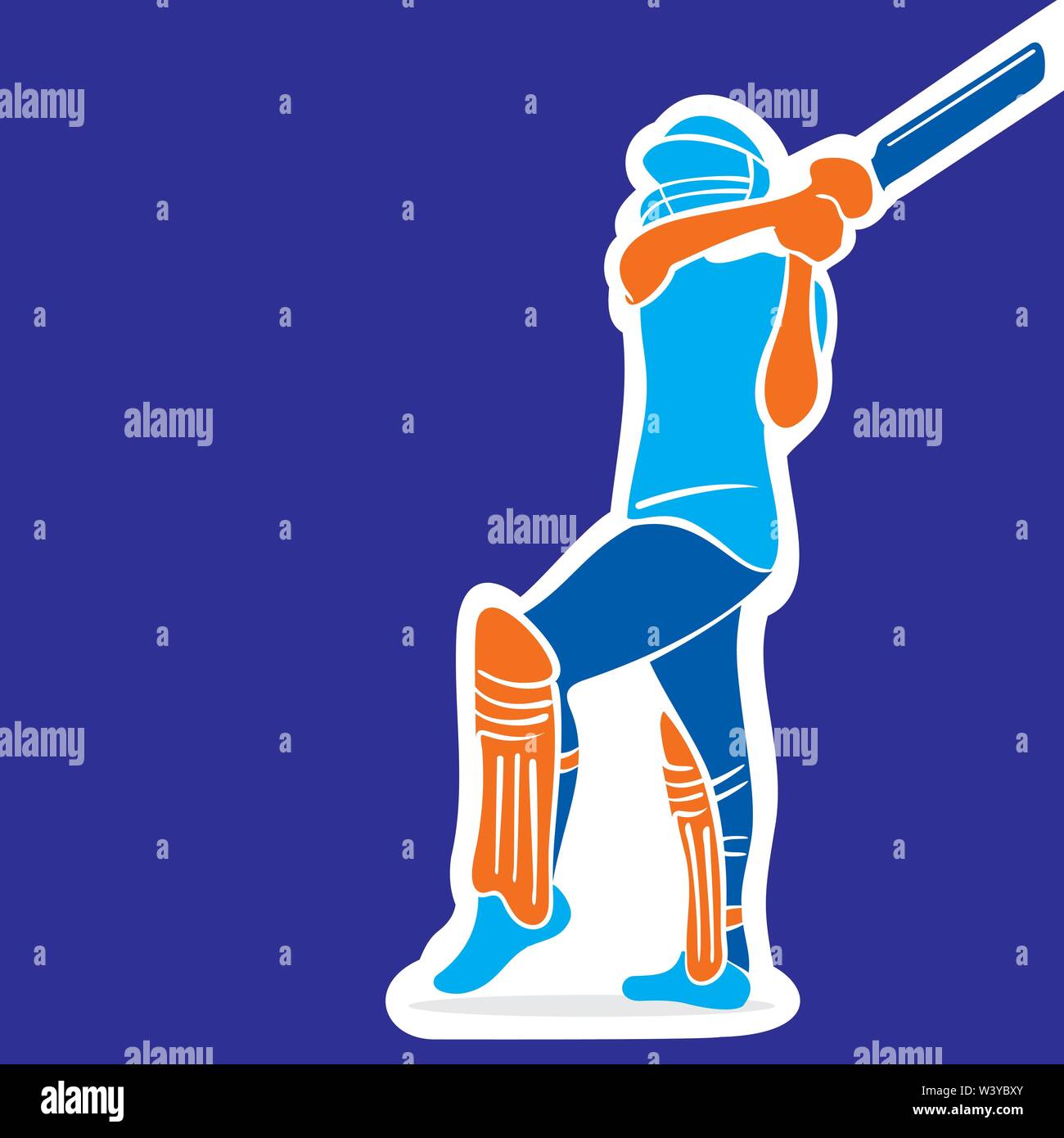 cricket player hitting big shot illustration poster design Stock Vector ...