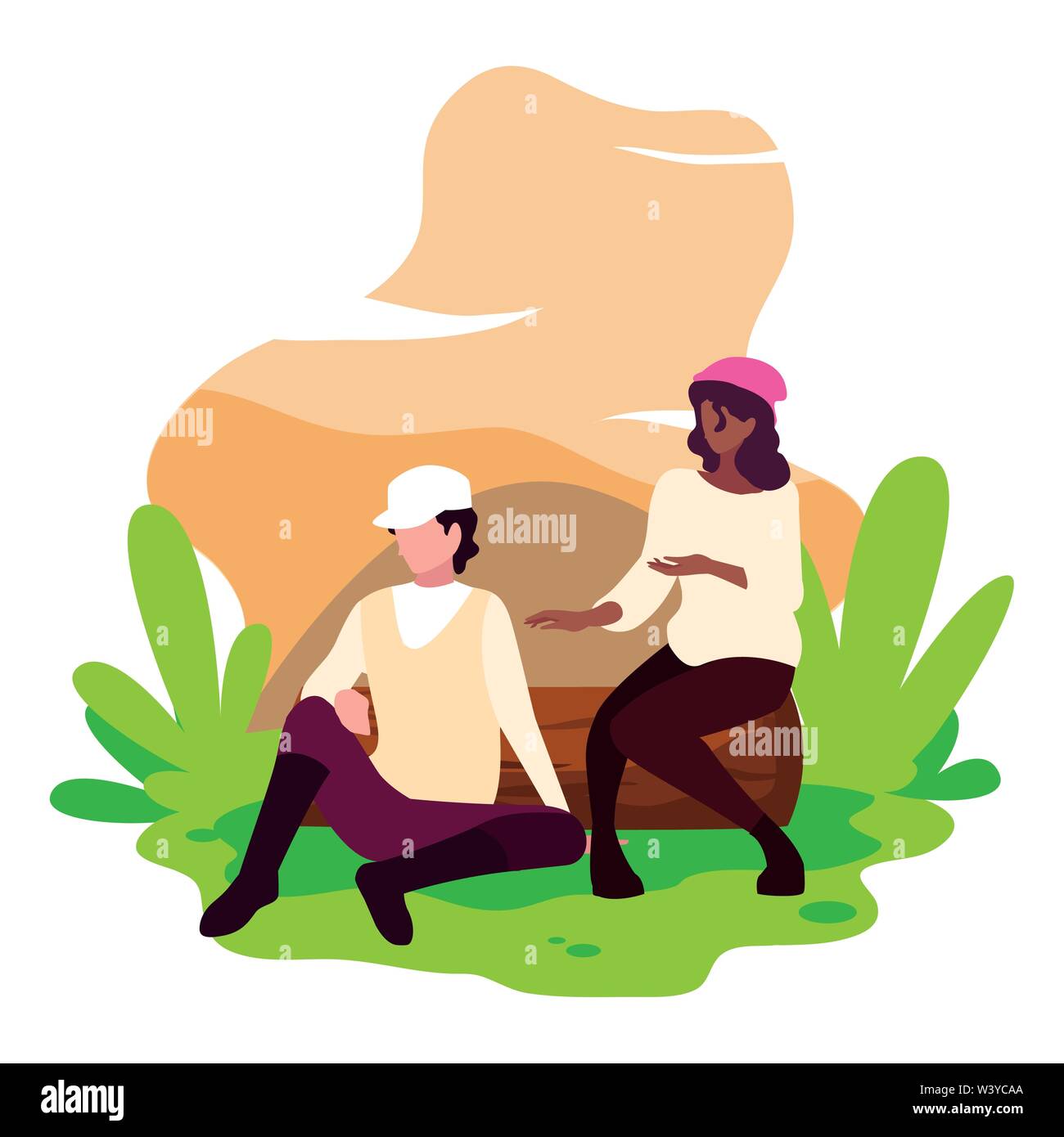 man and woman talking in the landscape vector illustration Stock Vector ...