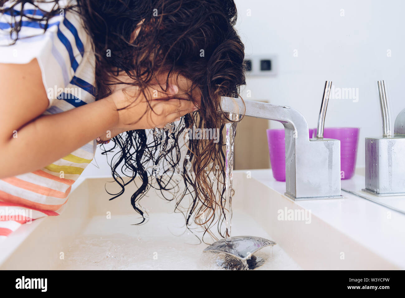 Girl in preschool toilet hi-res stock photography and images - Alamy
