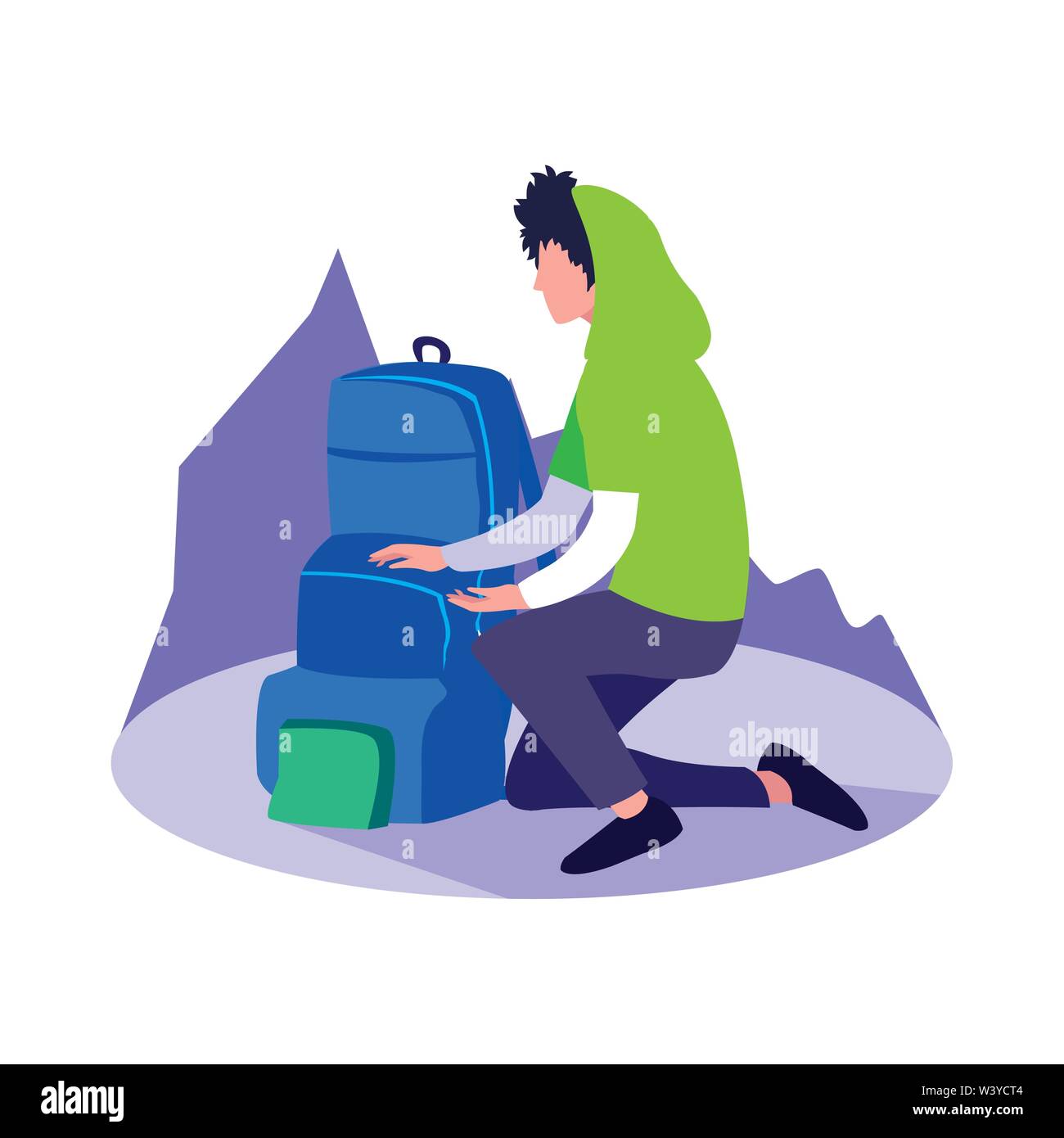 traveler man with backpack vacations vector illustration Stock Vector ...