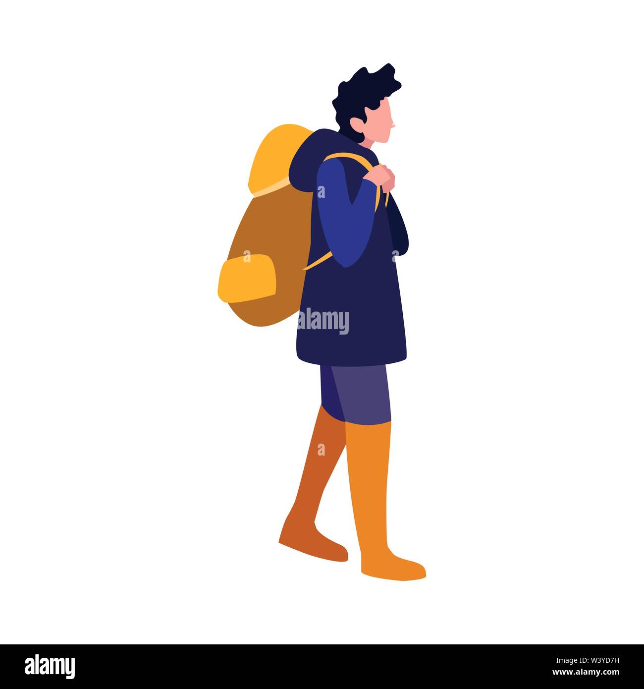 man with backpack hiking traveler vector illustration Stock Vector ...