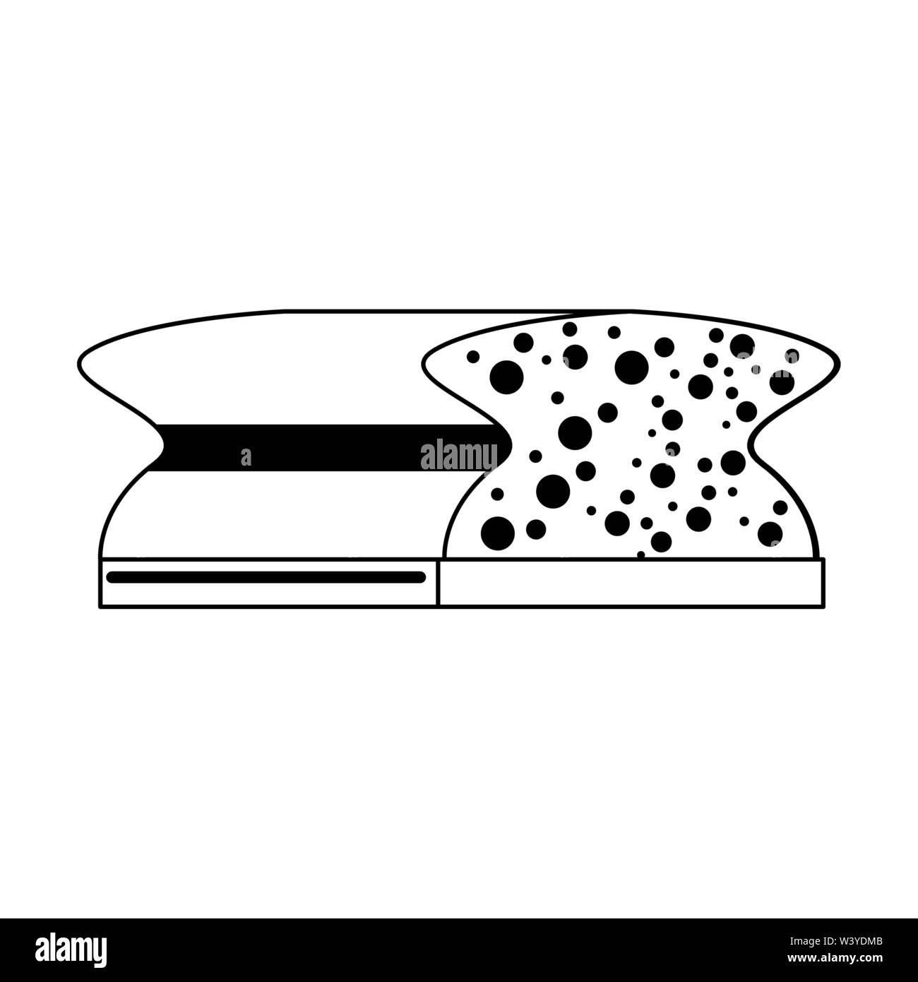 Cleaning sponge isolated product symbol in black and white Stock Vector ...