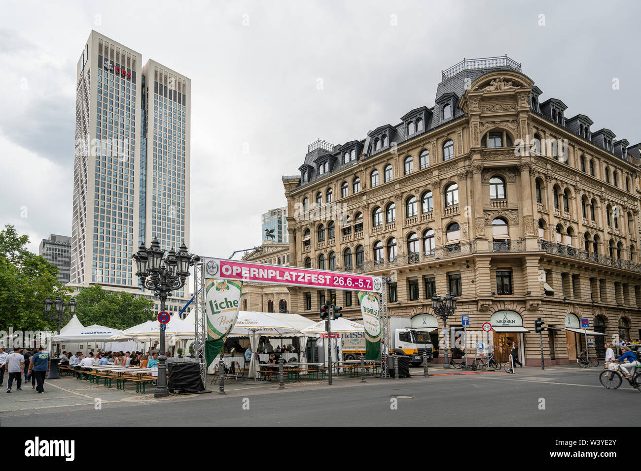 Frankfurt am Main, July 2019. A view of the Opernplatz fest stands ...