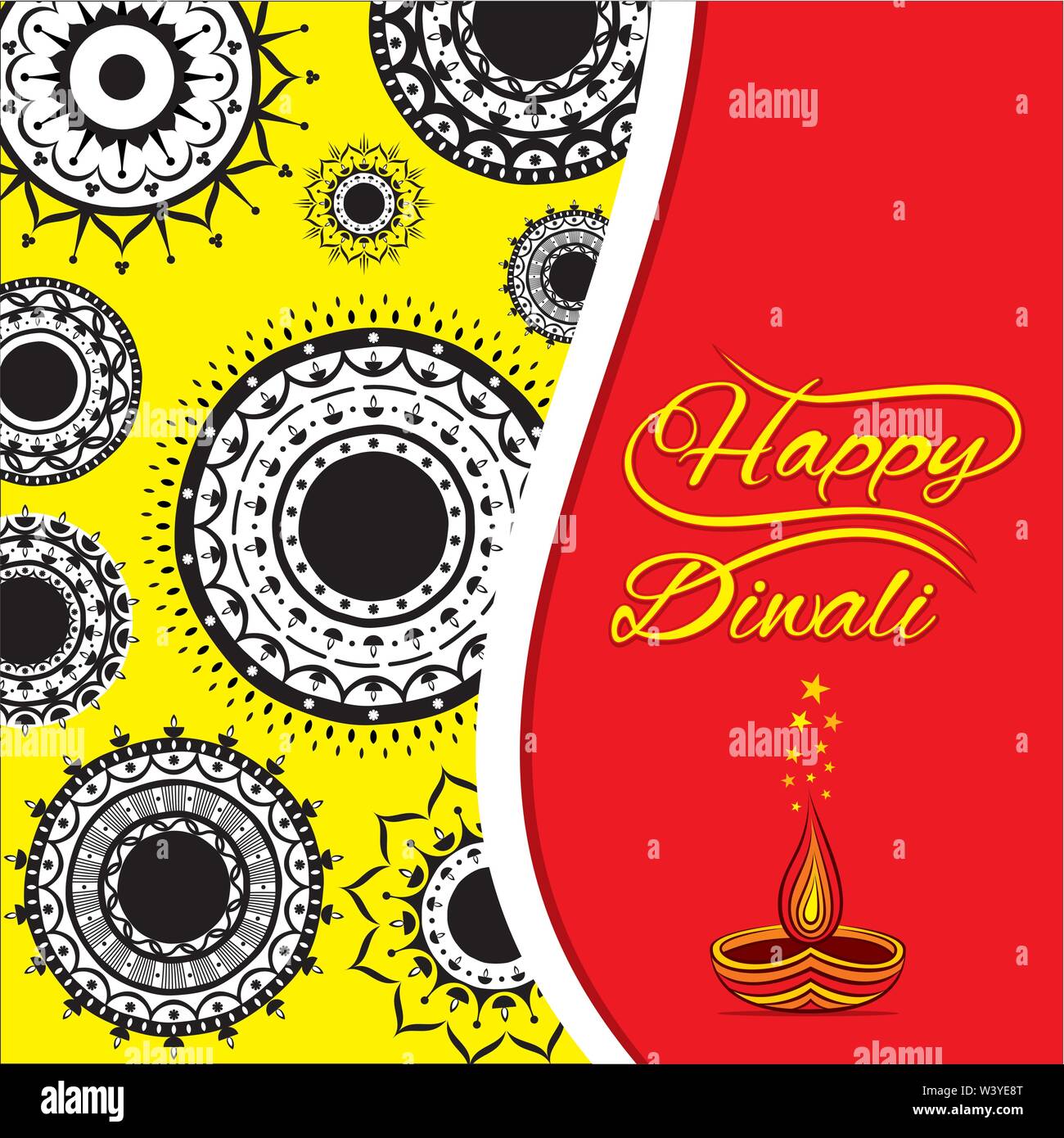 creative happy diwali greeting design with diya pattern Stock Vector ...