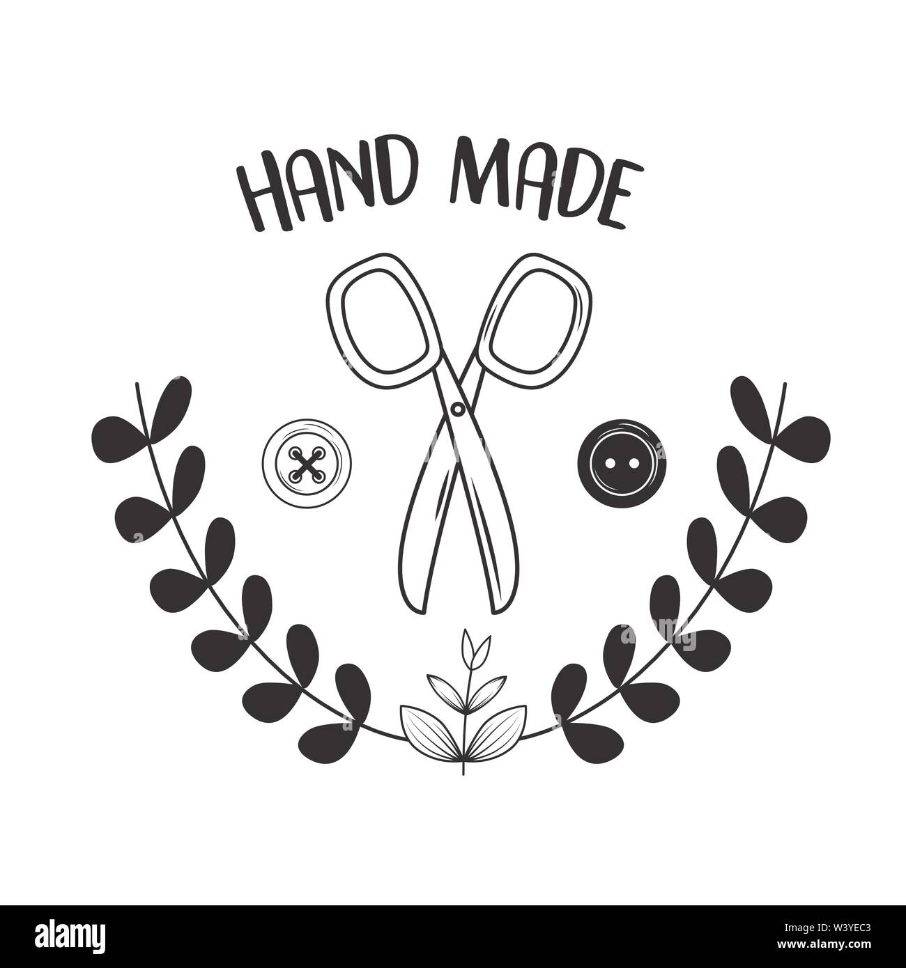 hand made sewing frame with scissors vector illustration design Stock ...