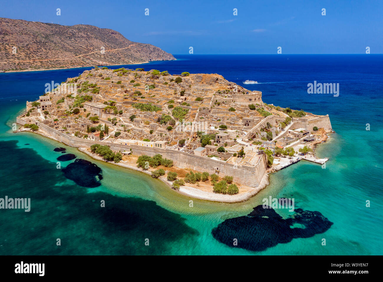Aerial drone view of the ruins of the ancient Venetian fortress on the ...