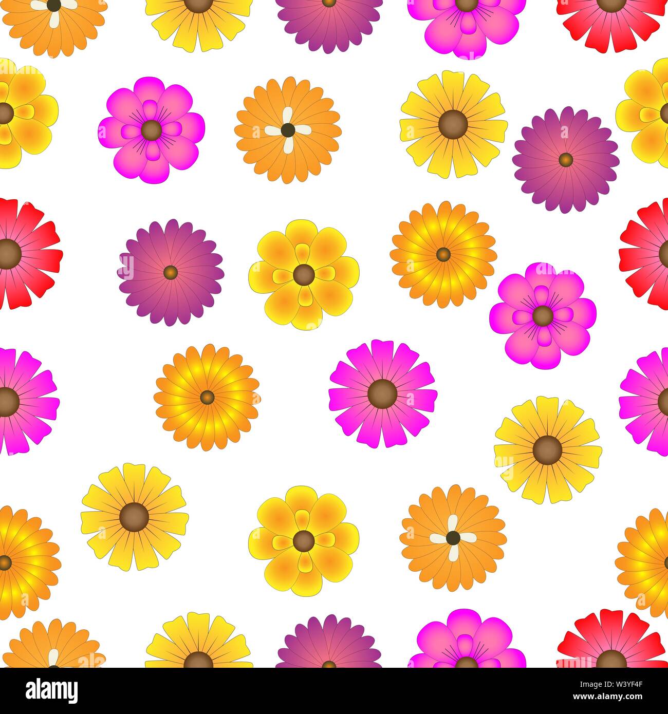Colorful flower seamless pattern design vector on white background. For ...
