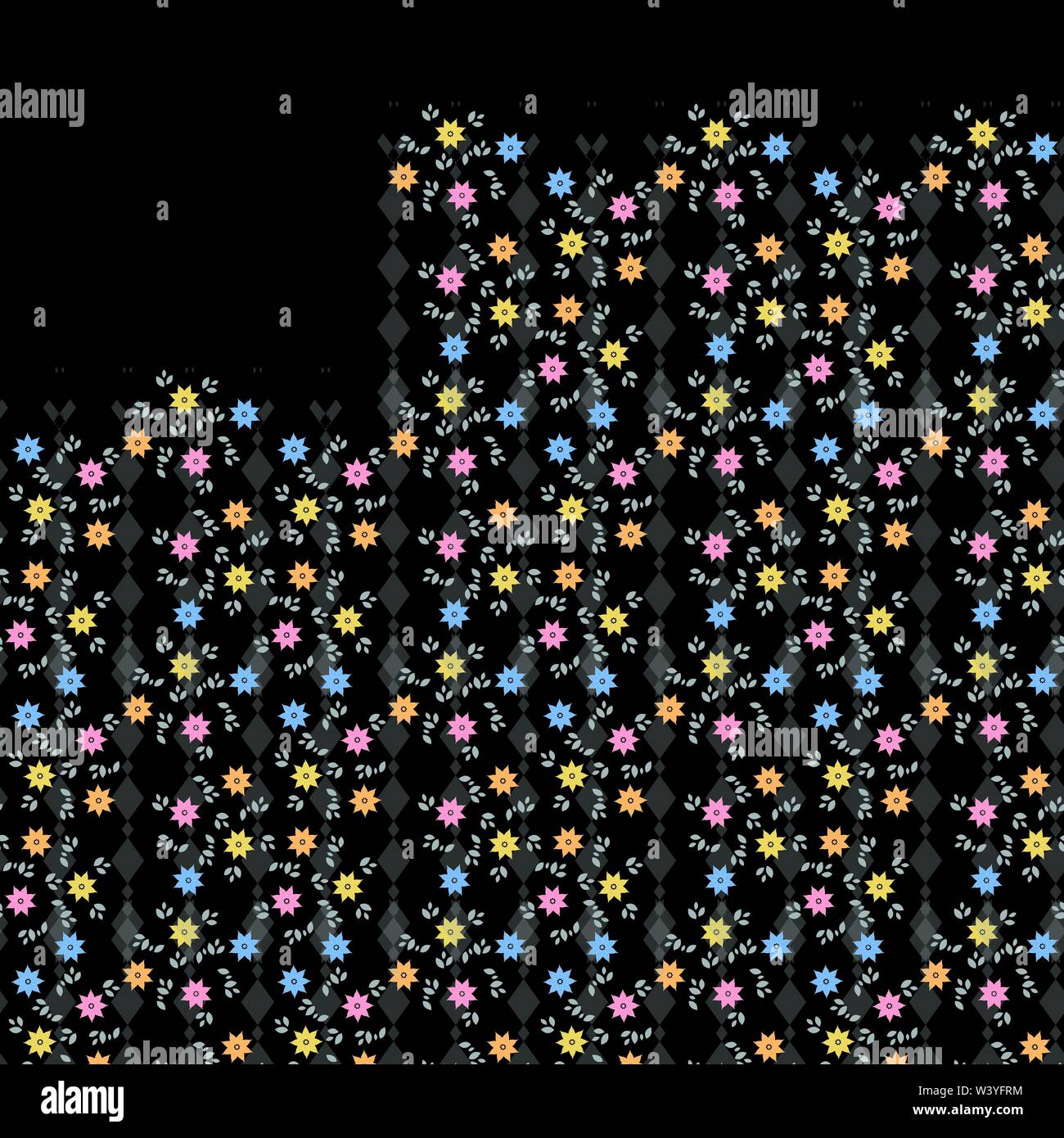 Cute pattern in small flower. Small colorful flowers on black ...