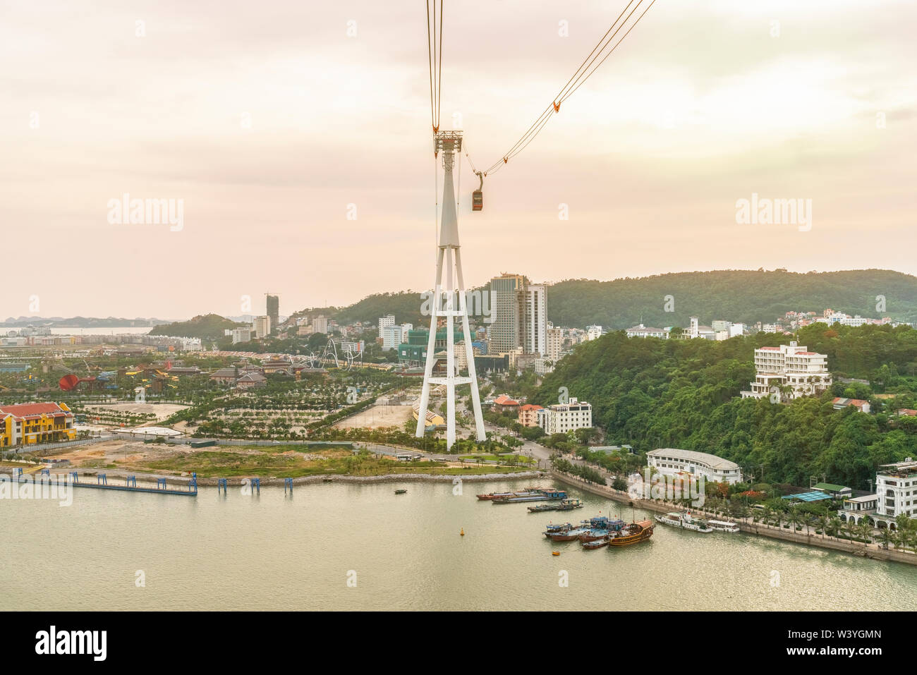 Cable car station and Queen cable car in the Sun World Halong park ...