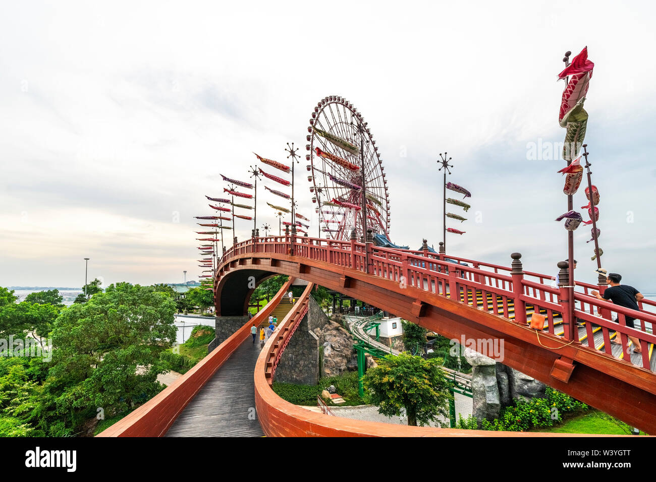 Aerial view of Koi bridge in the park. Halong City, Near Halong Bay ...