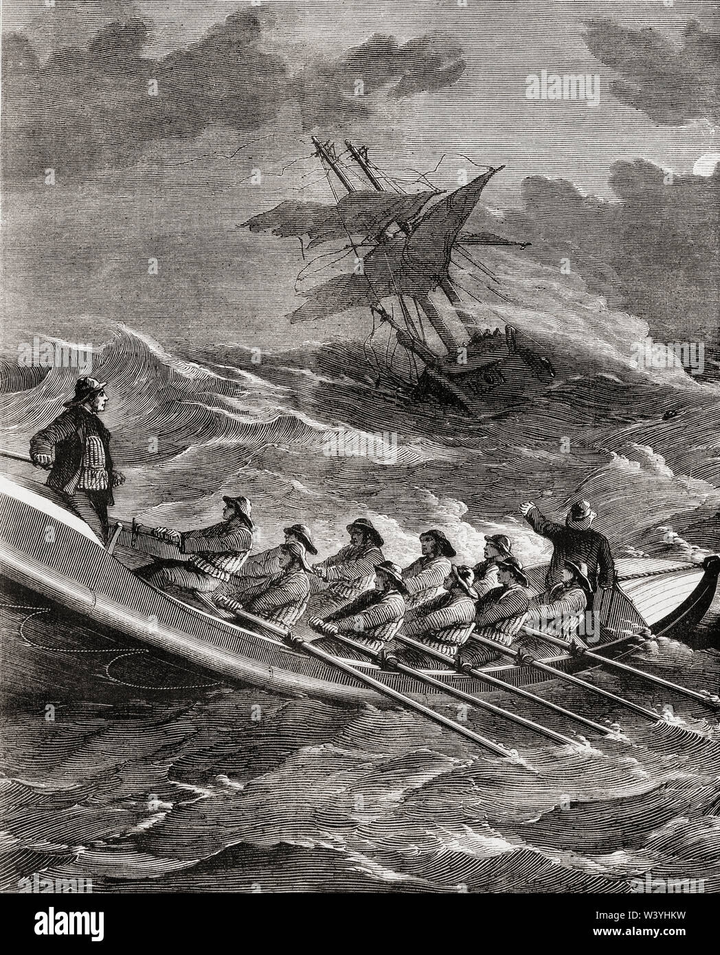 The lifeboat going to the rescue Stock Photo - Alamy