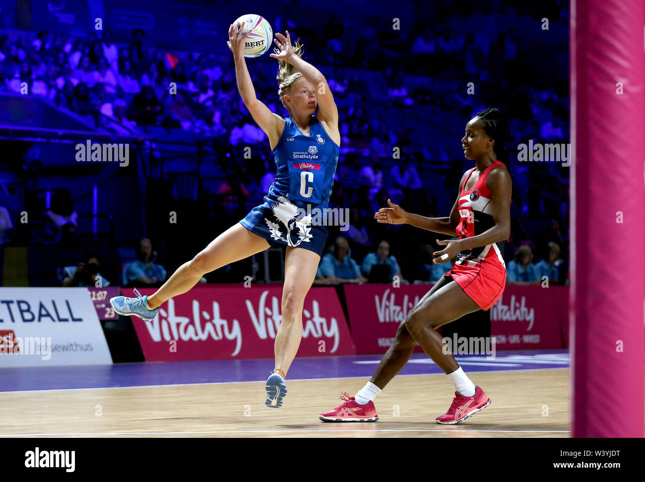 Scotland's Claire Maxwell (left) and Trinidad and Tobago's Candice ...