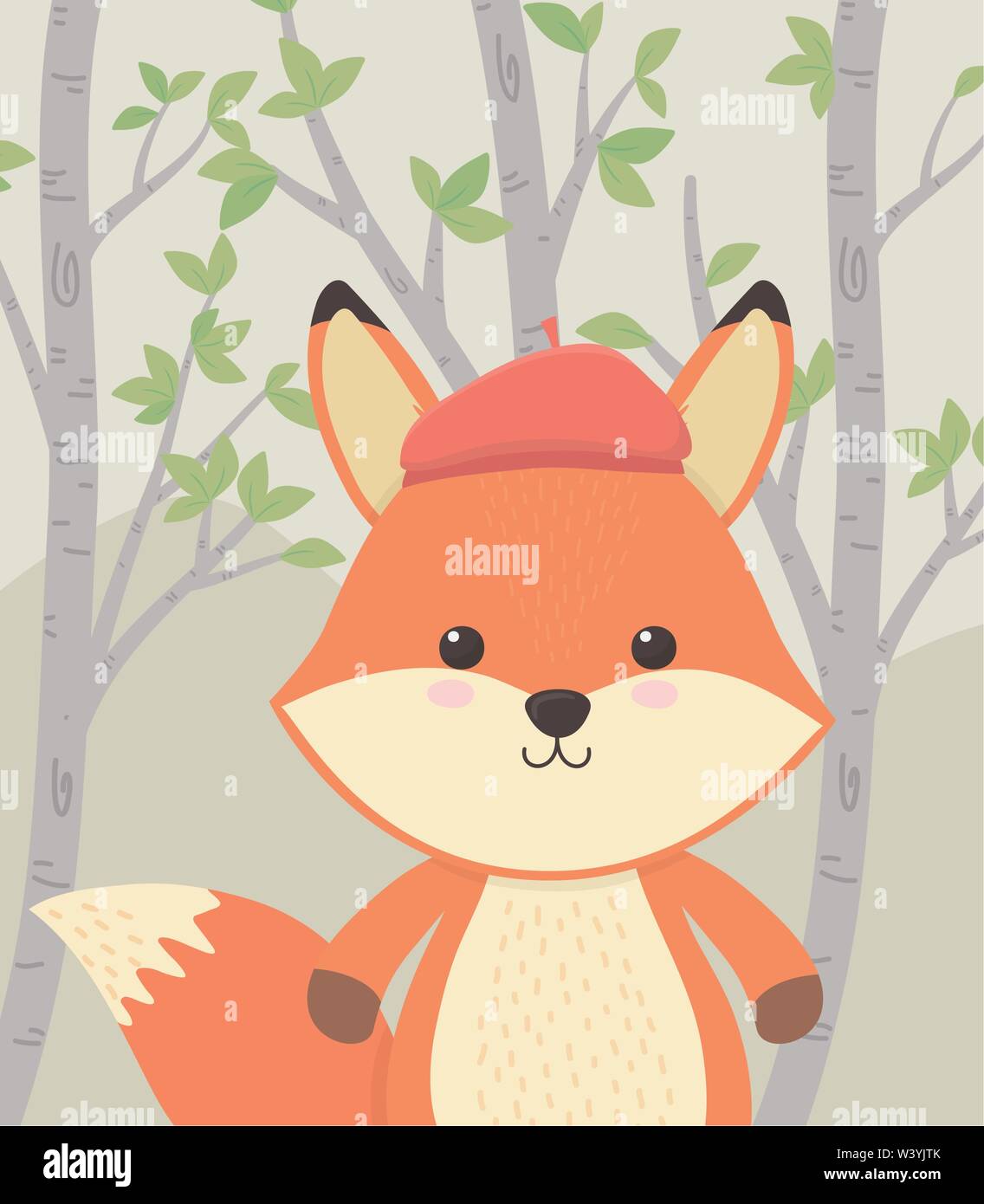 cute and little fox in the field vector illustration design Stock ...