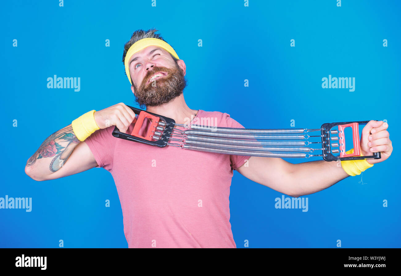 Sportsman stretching expander. Try stretching exercise. Athlete workout ...