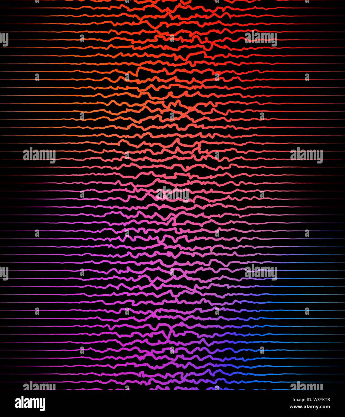 Colorful sound waves, curved lines. Print. Pulsating beautiful ...