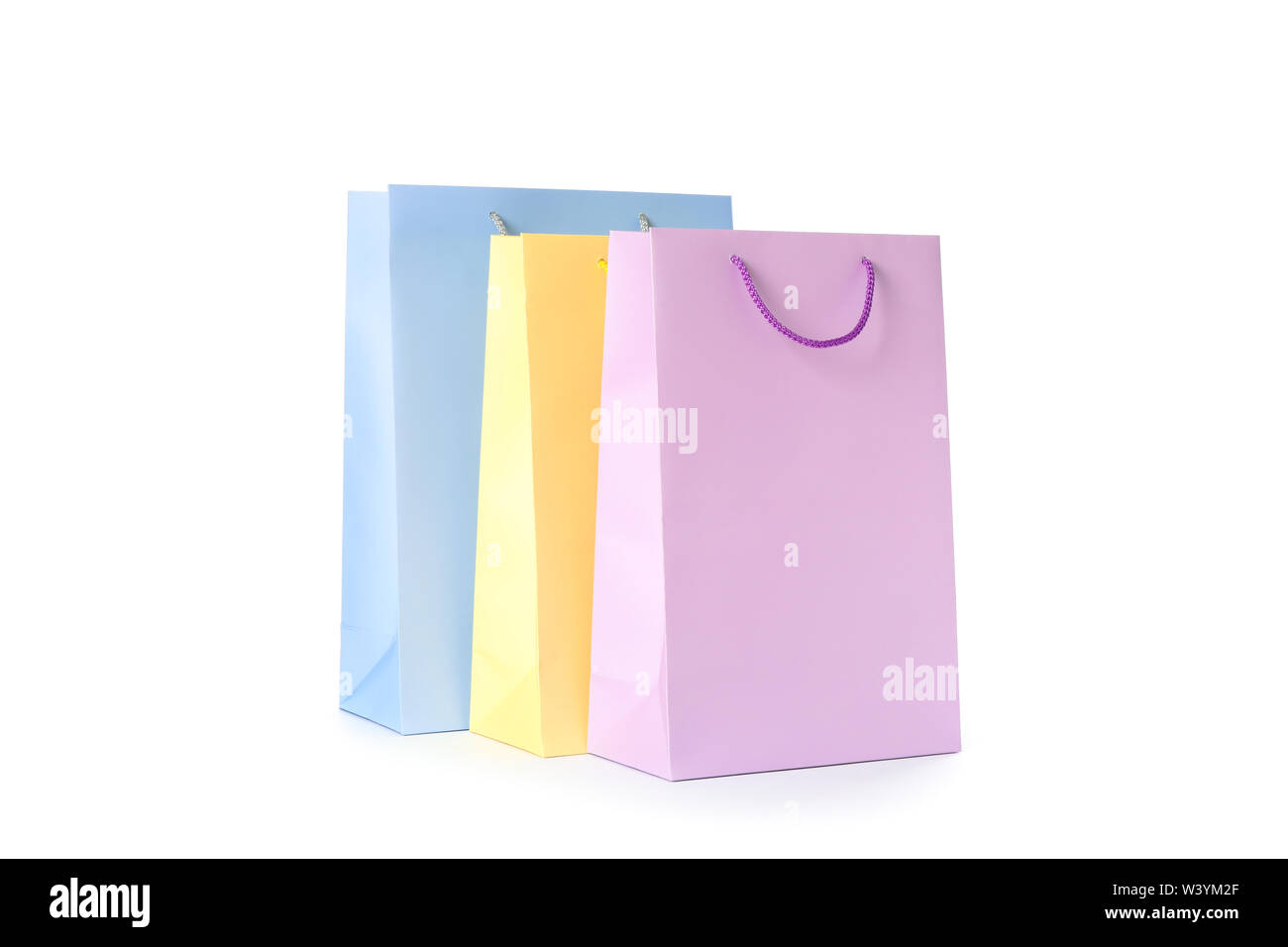 Color paper bags isolated on white background Stock Photo - Alamy