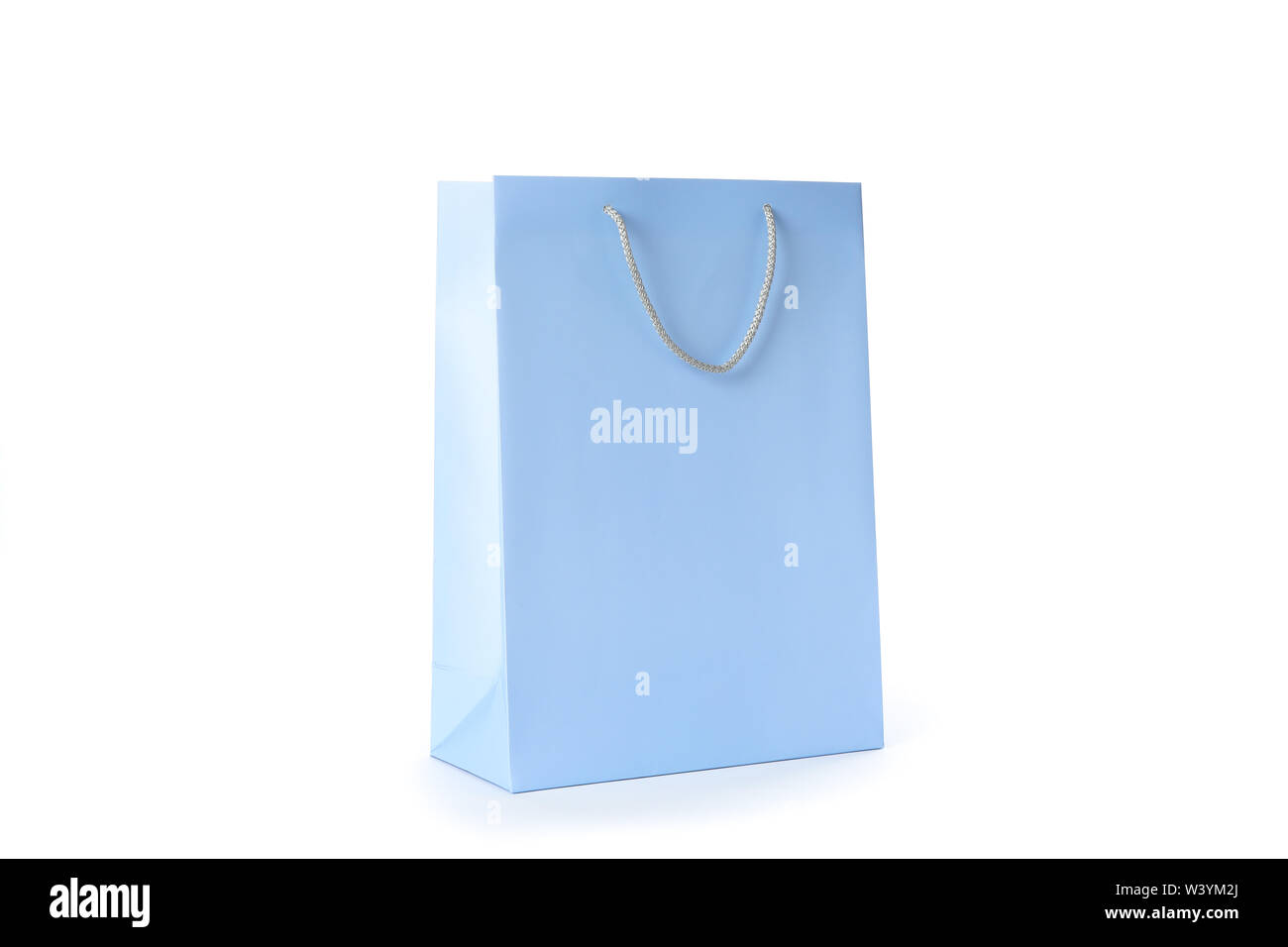 Blue paper bag isolated on white background Stock Photo - Alamy