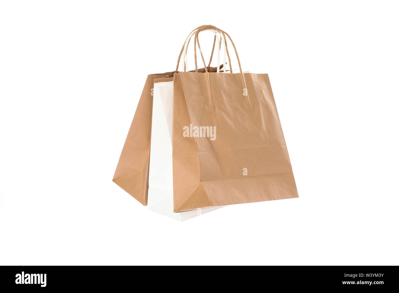 Empty paper bags isolated on white background Stock Photo - Alamy