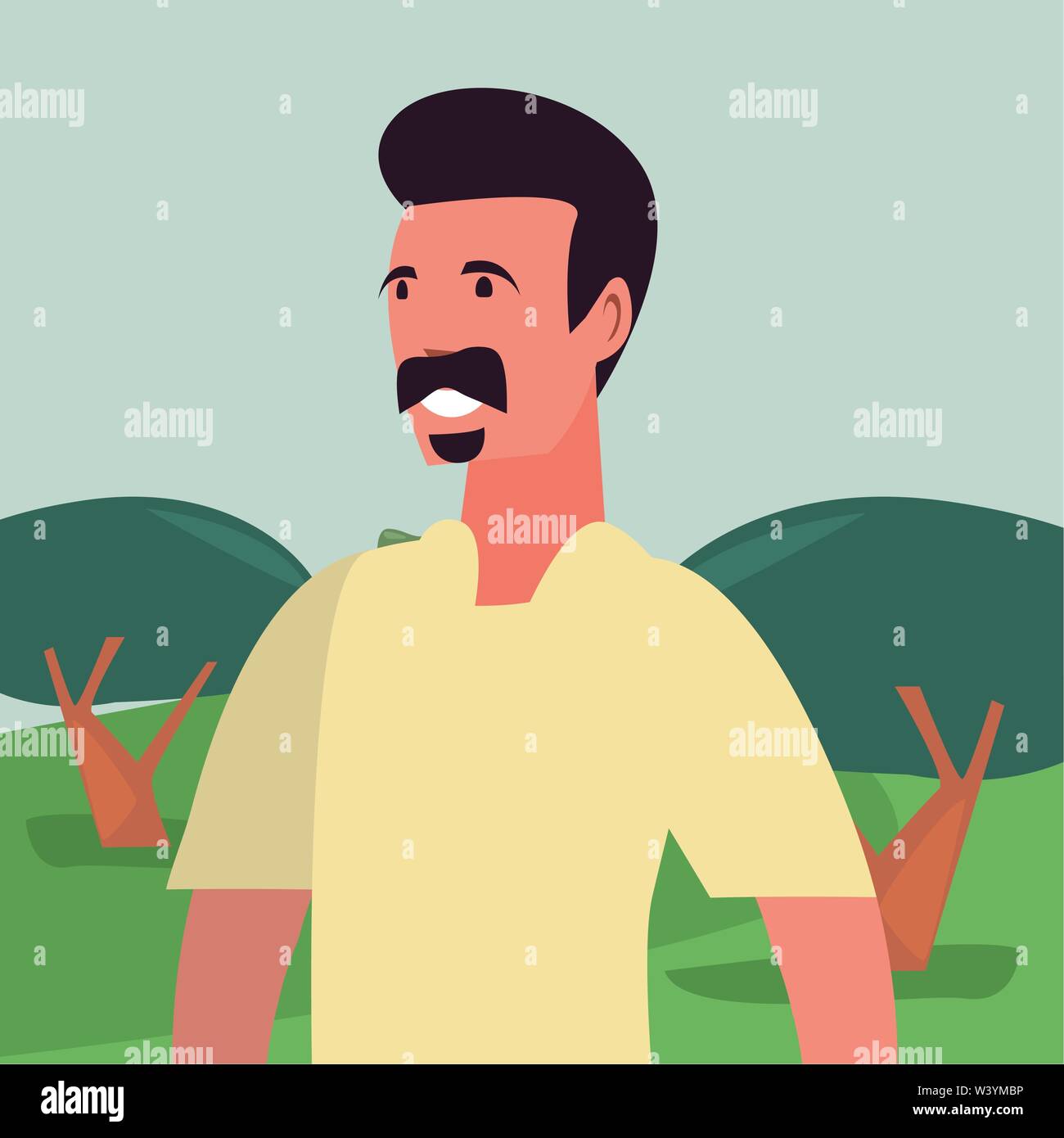man character in the park outdoor vector illustration Stock Vector ...
