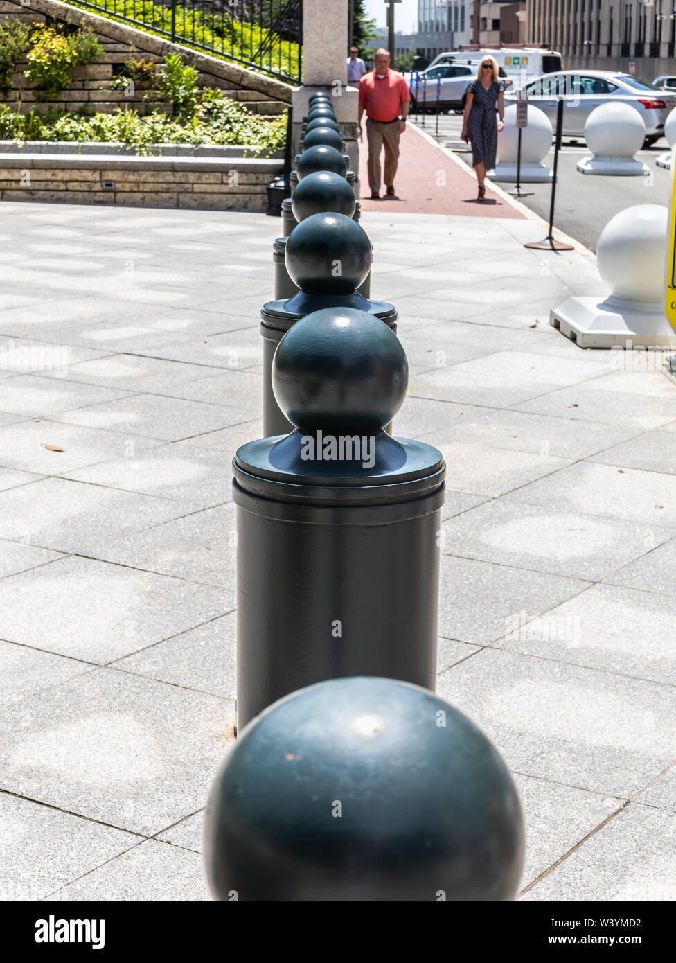 BOLLARDS AT CAPITOL SQUARE, RICHMOND, VA -CIRCA 2019. A bollard is a ...