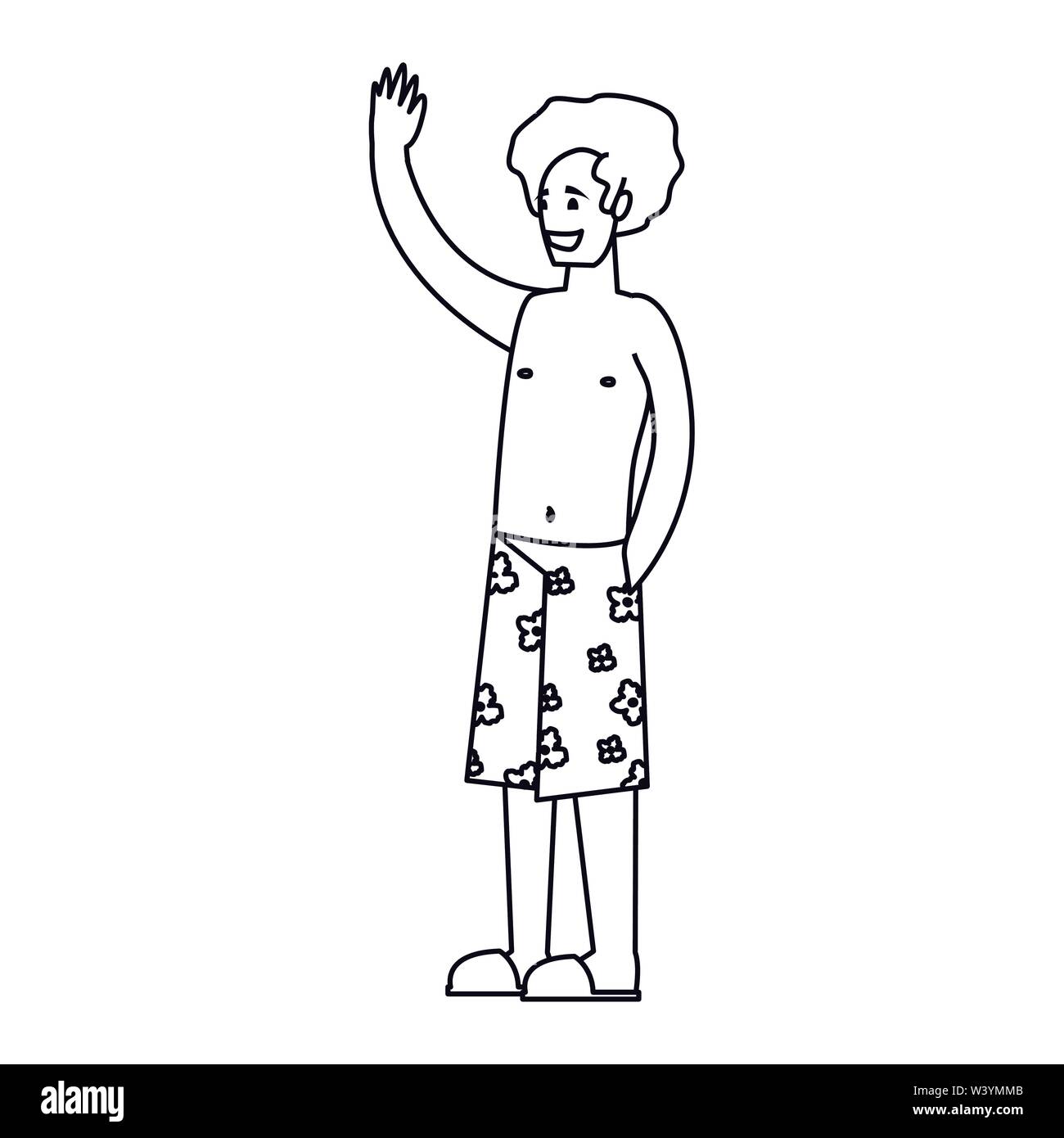 man in swimsuit on white background vector illustration Stock Vector ...
