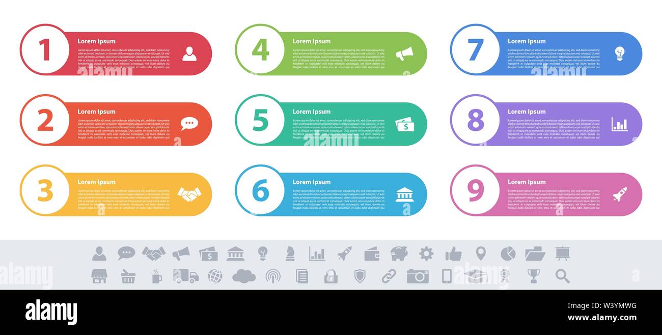 Infographic design business concept vector illustration with 9 steps or ...