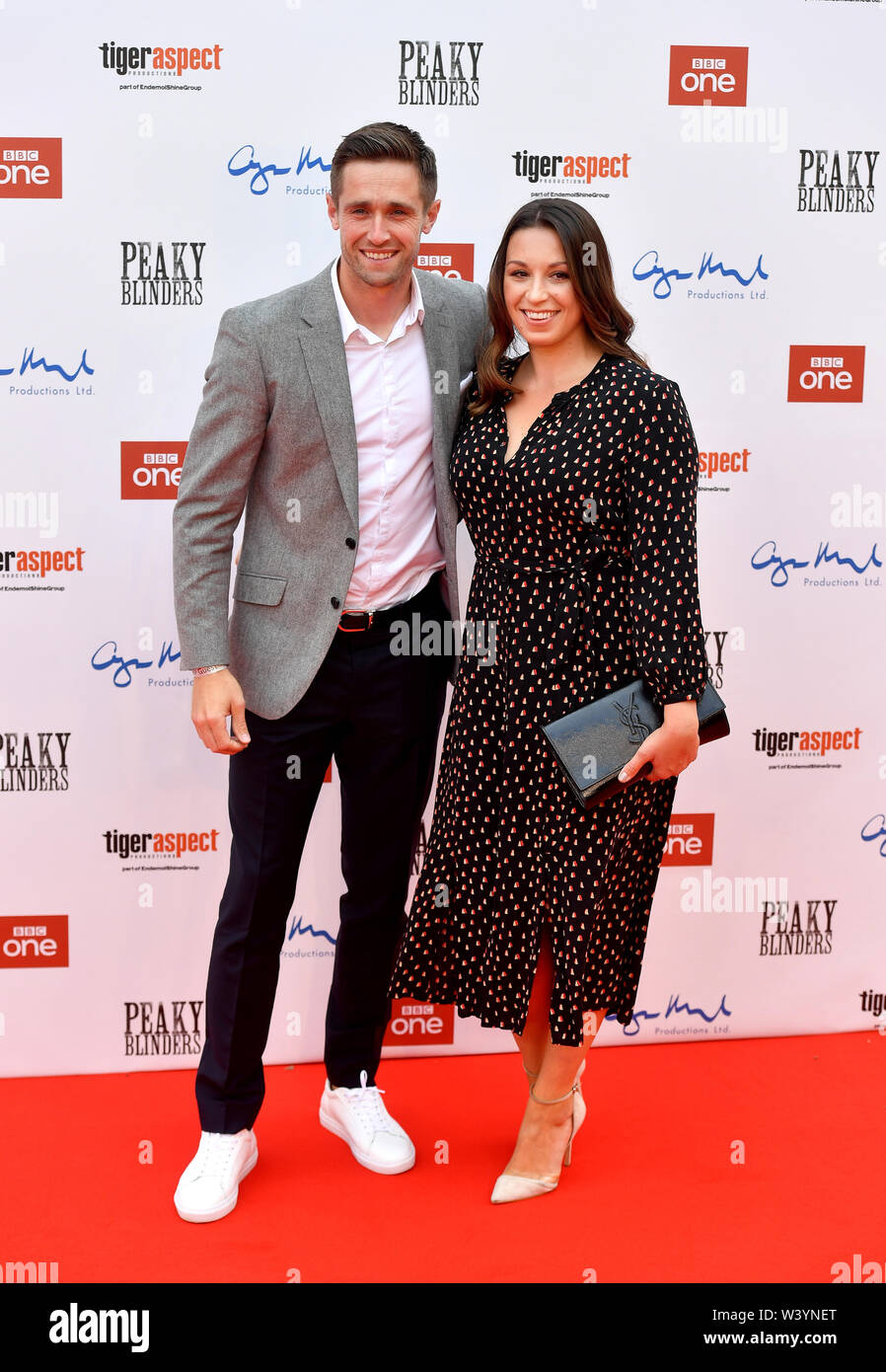 Chris Woakes and Amie Louise Woakes attending the Peaky Blinders Series ...