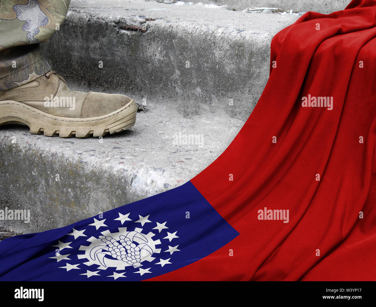 Military concept on the background of the flag of Myanmar Burma Stock ...