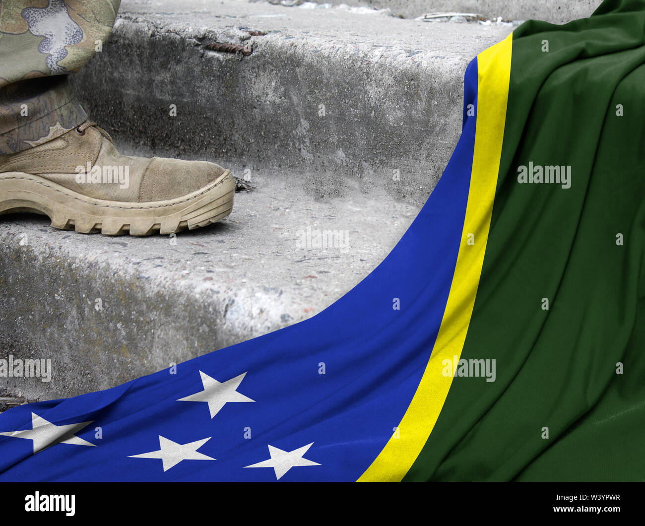 Military concept on the background of the flag of Solomon Islands Stock ...