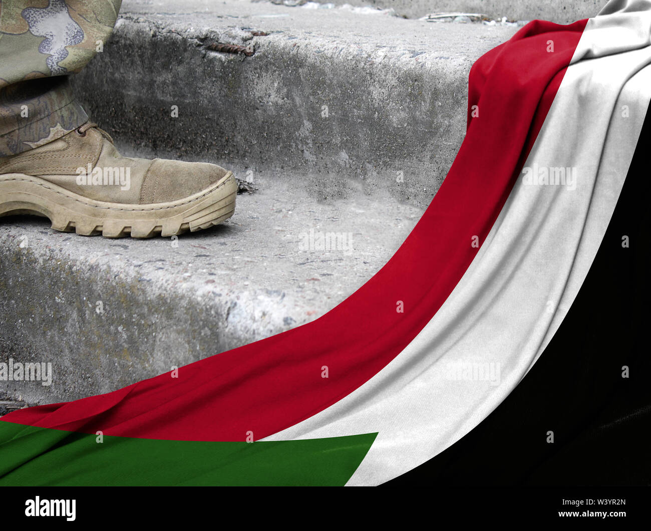 Sudan flag on waving hi-res stock photography and images - Alamy