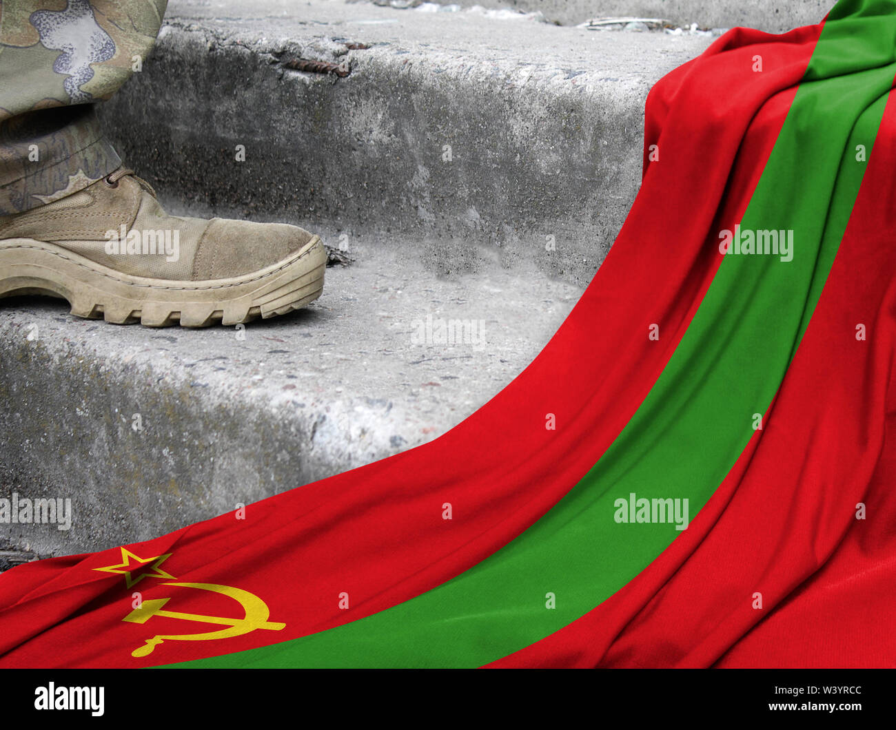 Military concept on the background of the flag of Transnistria Stock ...