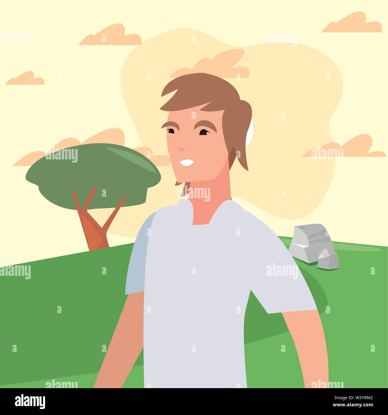 man character in the park outdoor vector illustration Stock Vector ...
