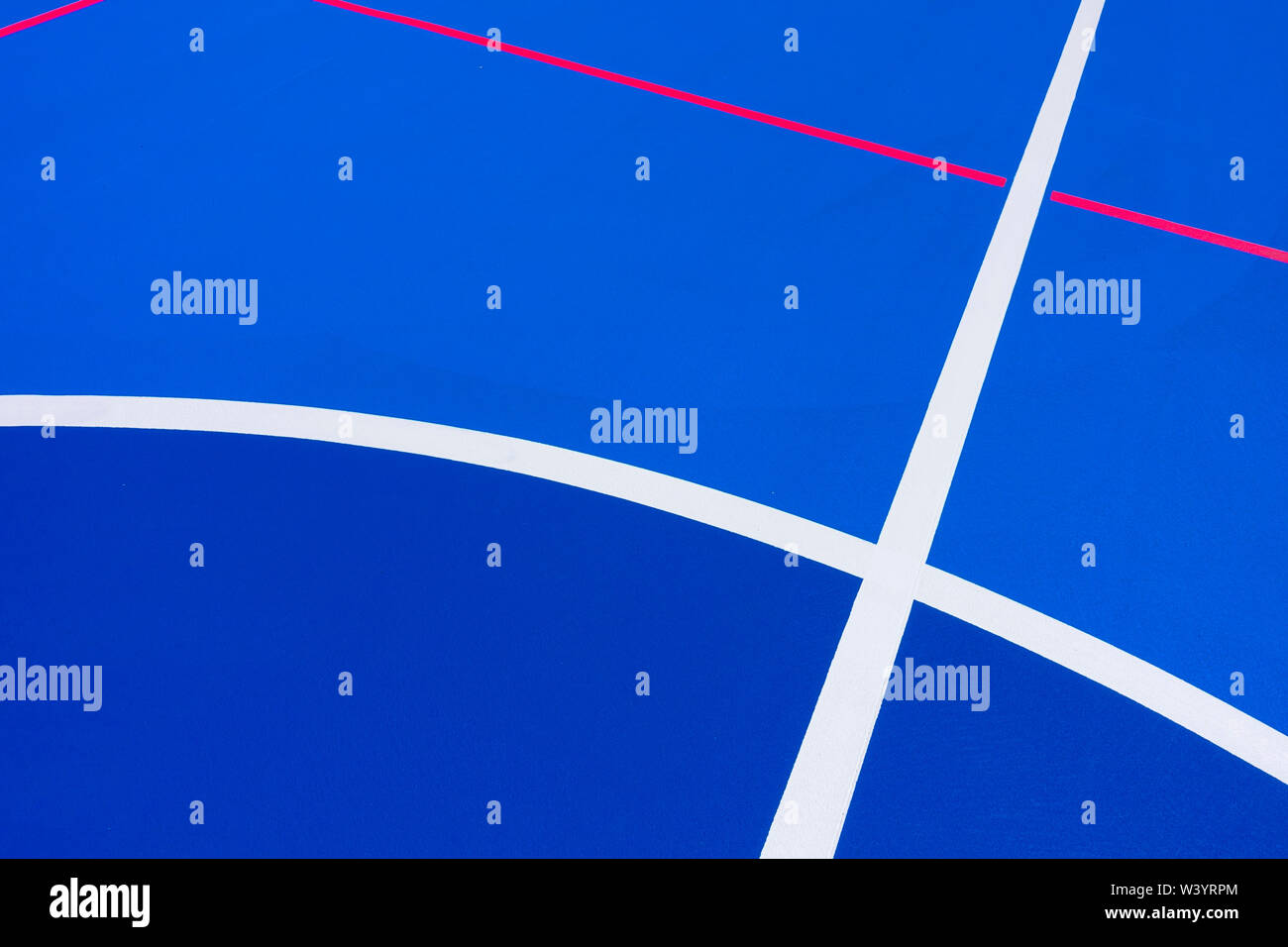 Design of a sports field, with blue background and red and yellow white ...