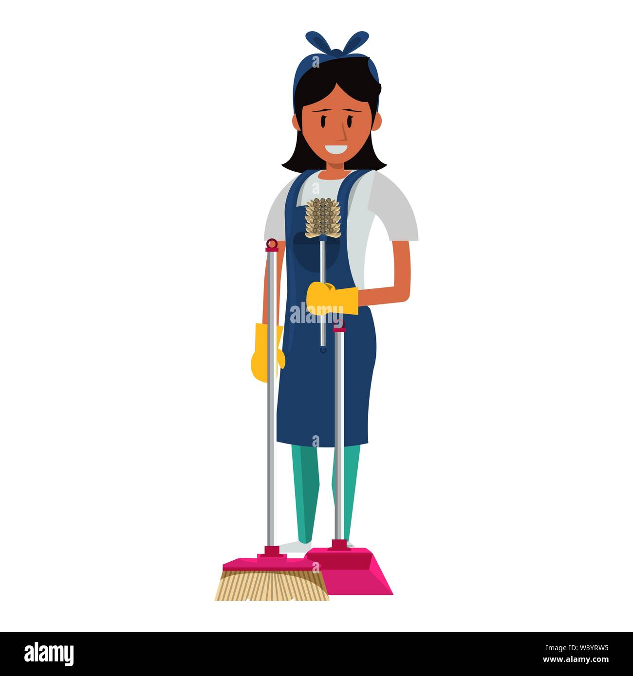 Cleaner worker with cleaning products and equipment Stock Vector Image ...