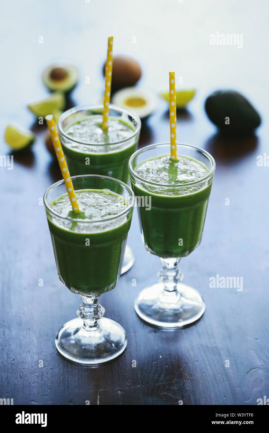 Green smoothie in a glass Stock Photo - Alamy