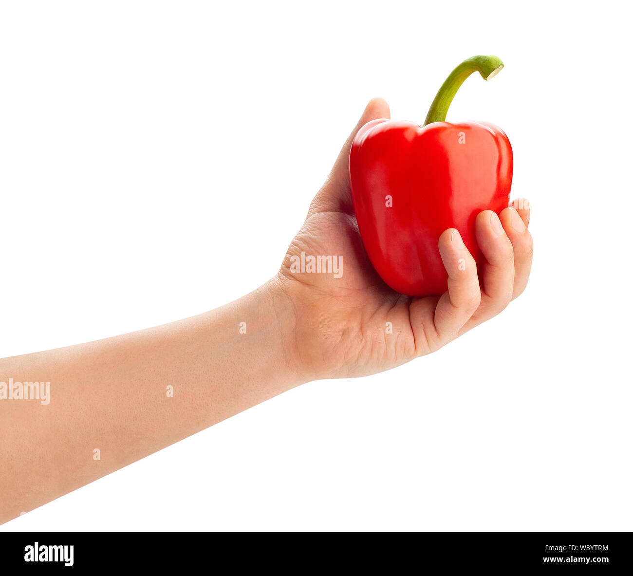 bell pepper in hand path isolated on white Stock Photo - Alamy