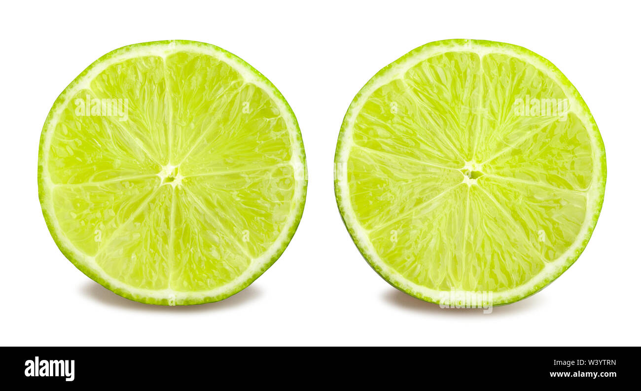 sliced lime path isolated on white Stock Photo - Alamy