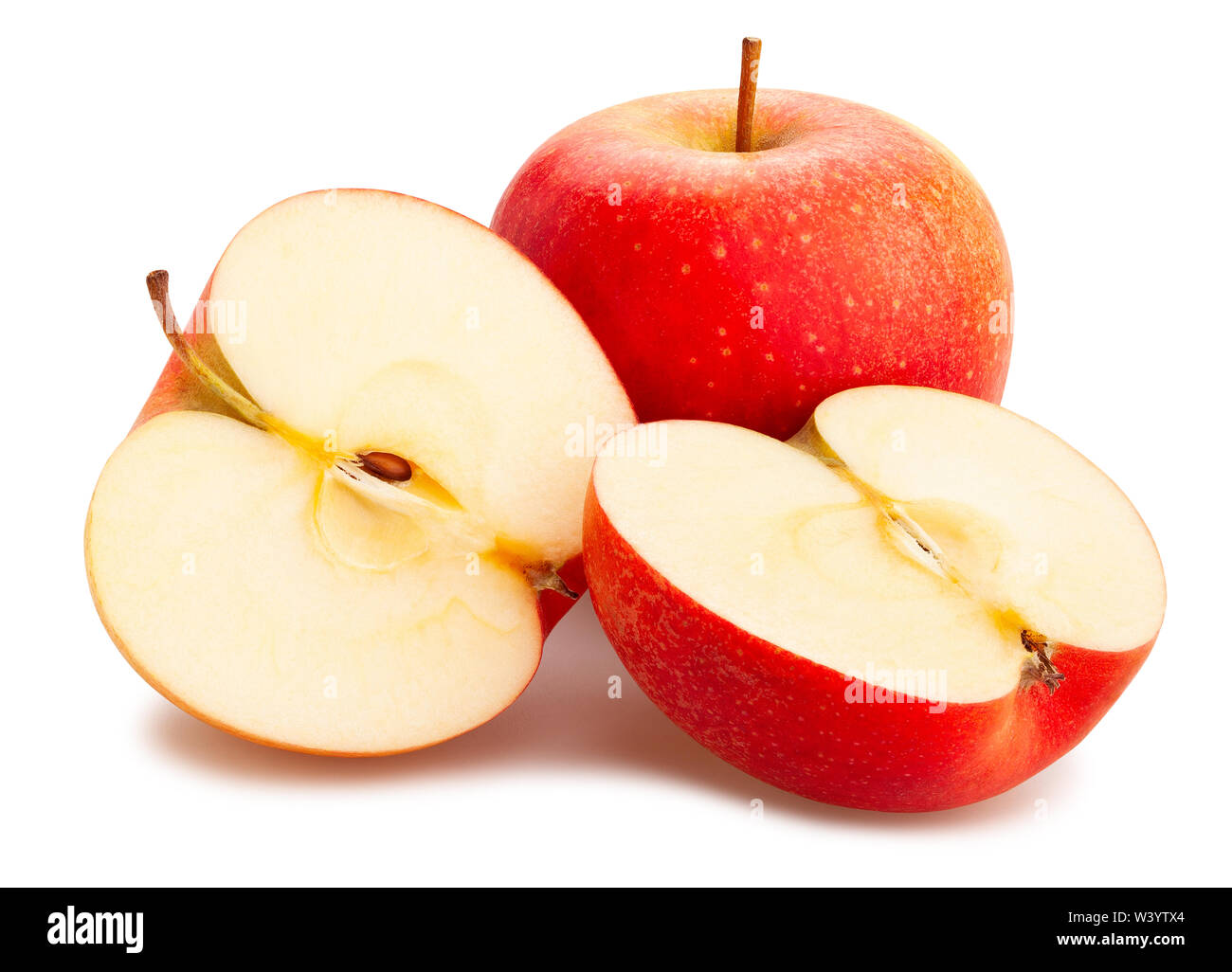 sliced red apples path isolated on white Stock Photo - Alamy
