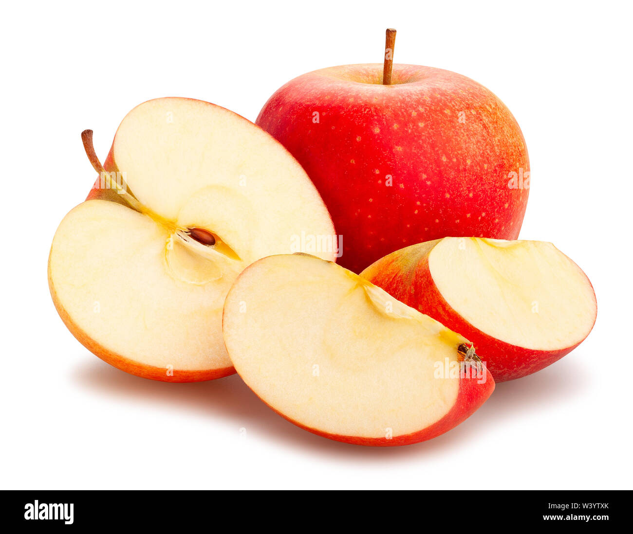 sliced red apples path isolated on white Stock Photo - Alamy