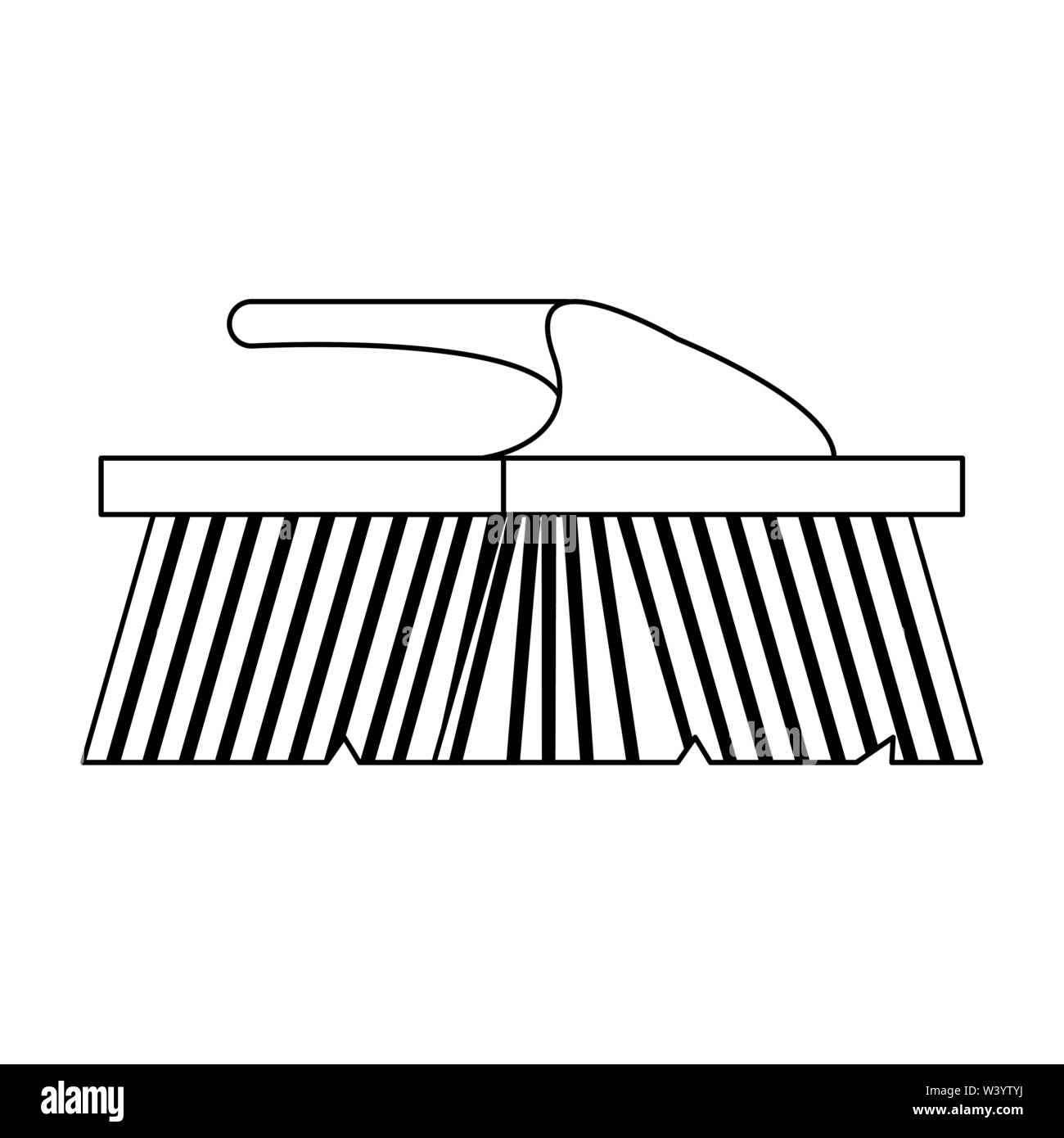 Cleaning brush for floor isolated symbol in black and white Stock ...