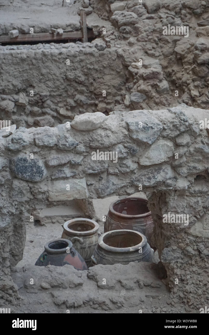 Akrotiri, Santorini, Greece: Ancient urns found at the archaeological ...