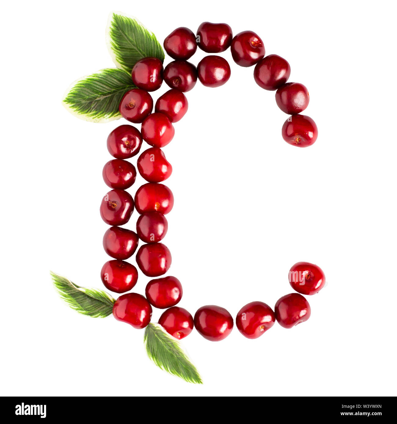 One English letter C Alphabet of ripe cherries. Isolate on white ...