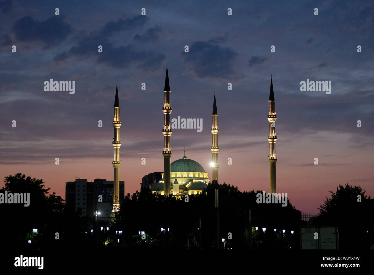 View of Akhmad Kadyrov Mosque built with typical Ottoman style with a ...