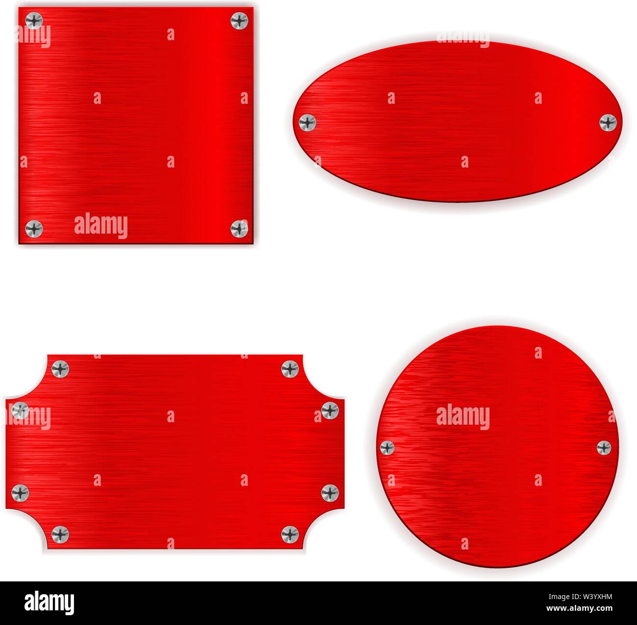 Red metal shields. Shiny blank signs Stock Vector Image & Art - Alamy