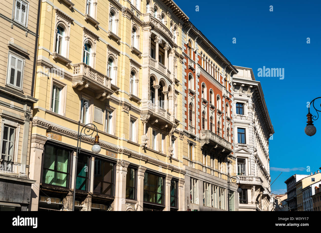 View of historic buildings in the old town of Trieste, Italy Stock ...