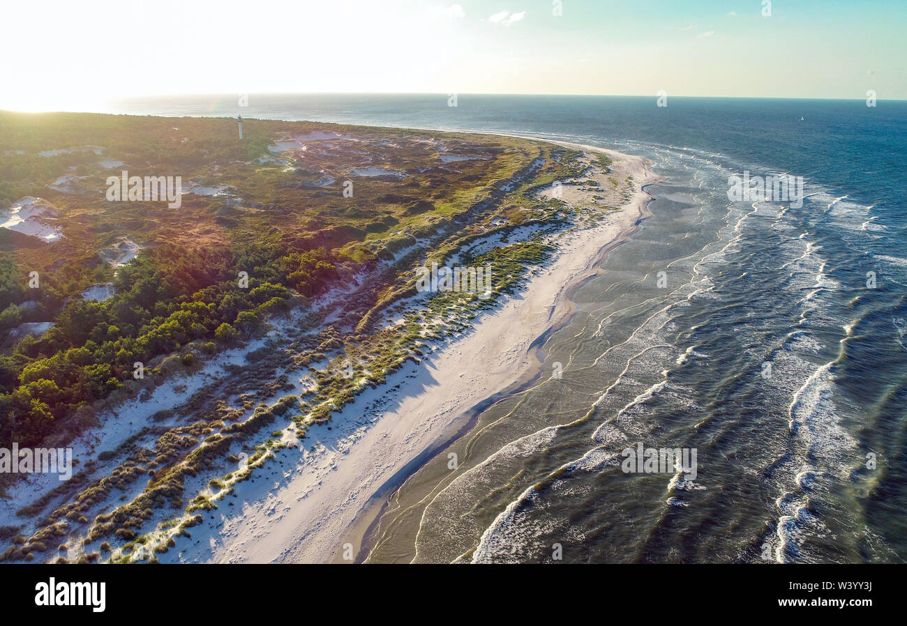 Dueodde, Denmark. 01st July, 2019. The coast with the wide beach and ...