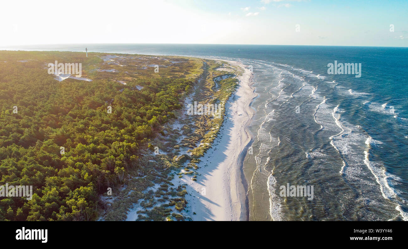 Dueodde, Denmark. 01st July, 2019. The coast with the wide beach and ...
